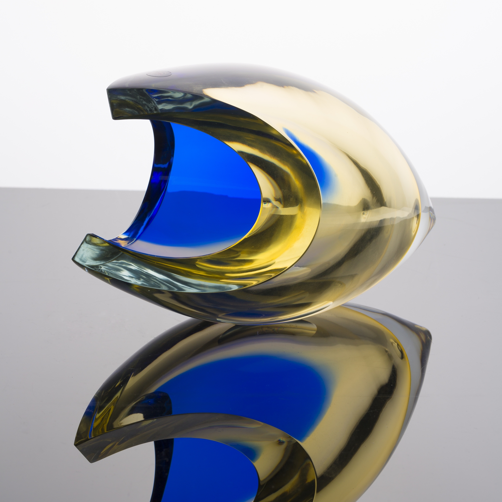 Object blauw/geel open - Objecten - glaskunst